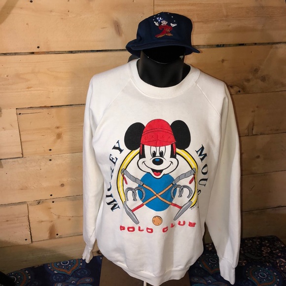 Vintage | Tops | Classic 9s Mickey Mouse Polo Club Sweatshirt Xl | Poshmark